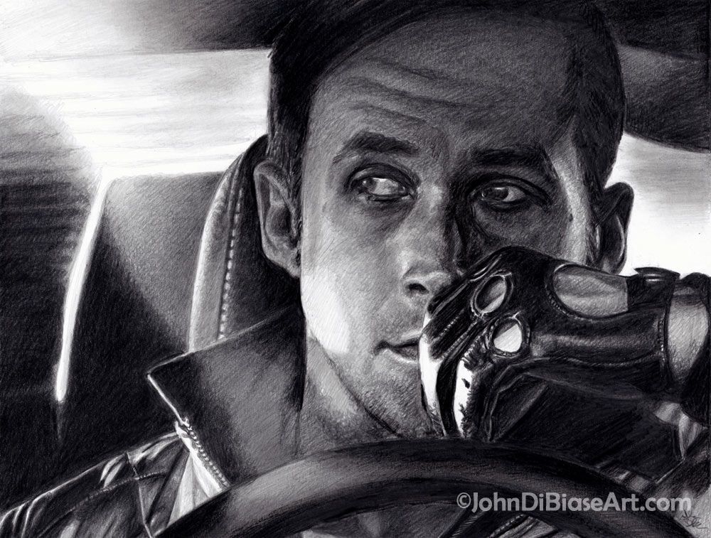 Ryan Gosling in "Drive" Graphite Pencil Drawing Print