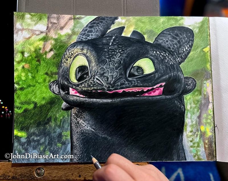 Toothless How To Train Your Dragon Original Colored Pencil Drawing (NOT ...