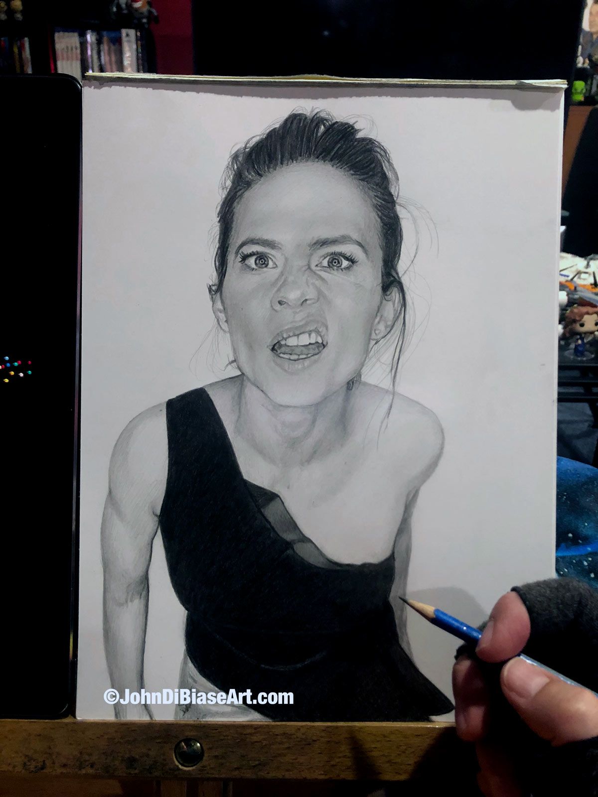 Hayley Atwell ORIGINAL "Silly Face" Pencil Drawing 9 x 12