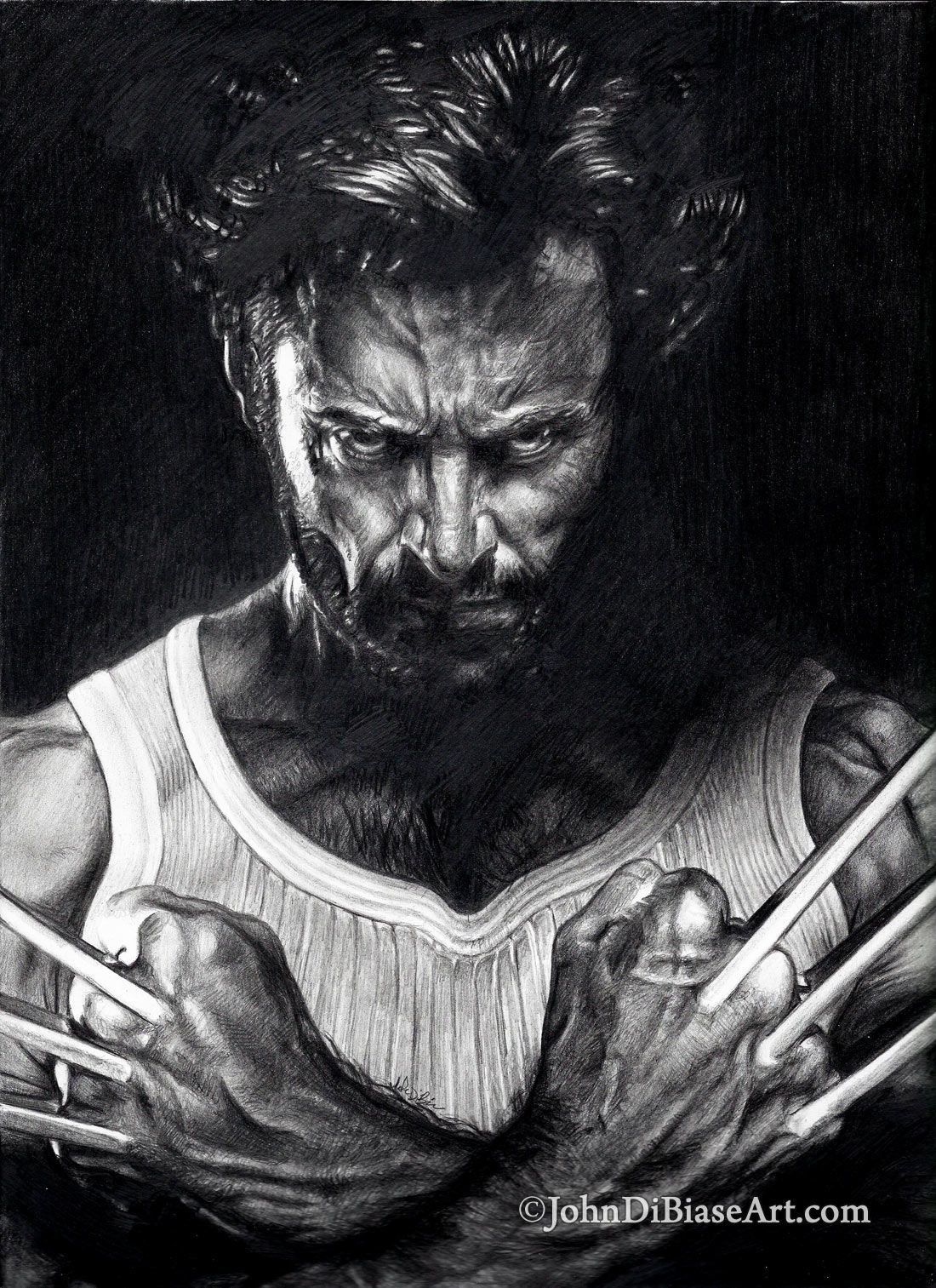 Wolverine Hugh Jackman Original Graphite Pencil Drawing (NOT a print) 9 ...