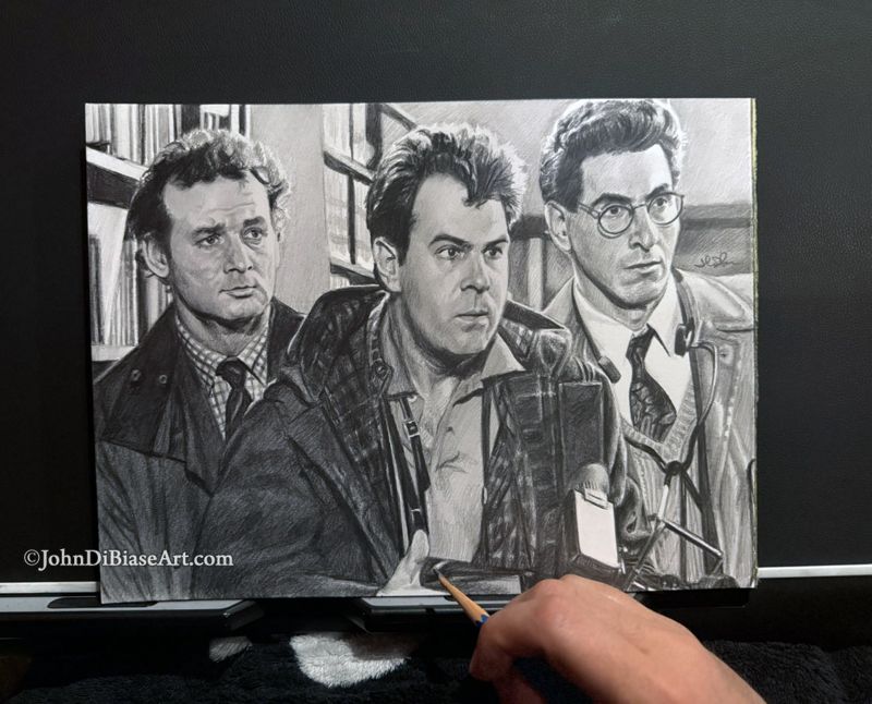 Peter, Ray, and Egon "Get Her" Library Ghostbusters Original Graphite ...