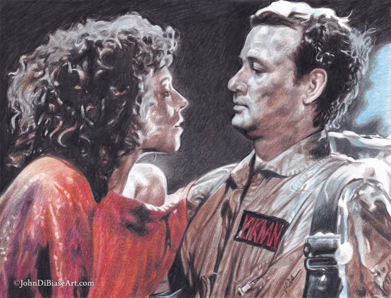 Ghostbusters Dana Barrett and Peter Venkman Colored Pencil Drawing ...