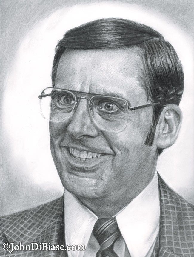 Original Drawing of Steve Carell as Brick Tamland in Anchorman (NOT a ...