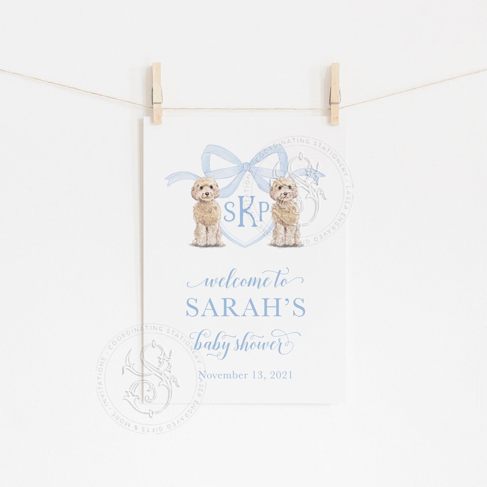 Watercolor Golden Doodle Welcome Sign, Preppy Baby Shower, Preppy ...