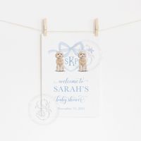 Watercolor Golden Doodle Welcome Sign, Preppy Baby Shower, Preppy ...